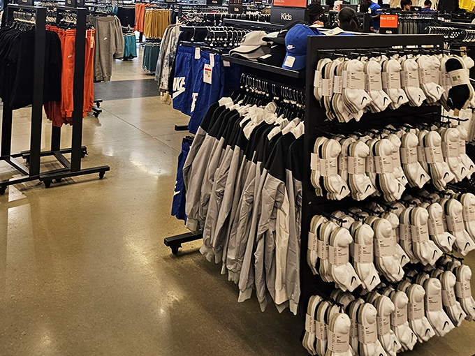 The sock wall at Nike &ndash; where your feet can finally dress better than you do, and no one will judge your cartoon character choices. 