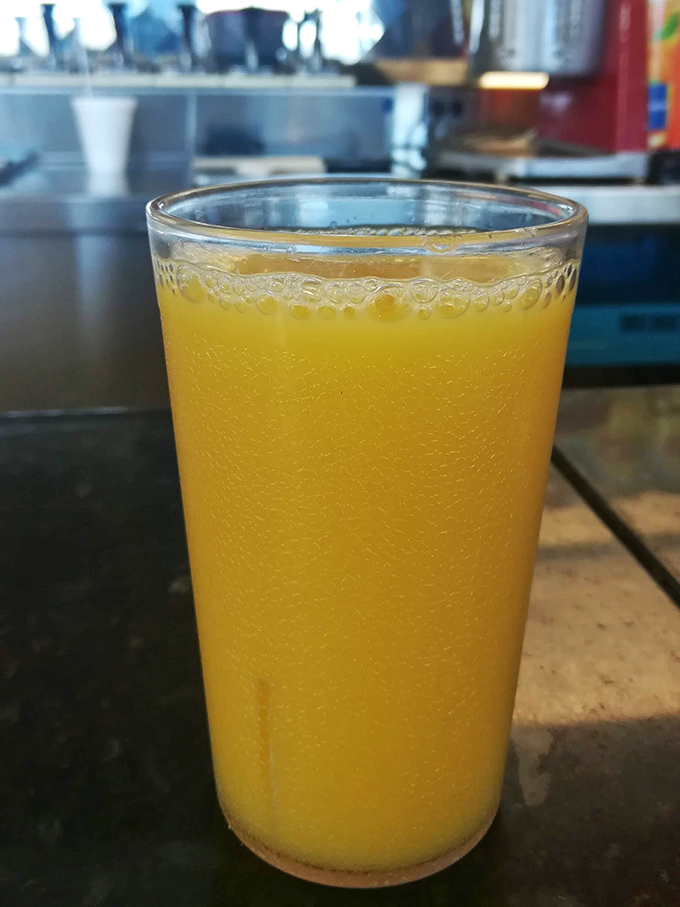 Fresh-squeezed orange juice so bright and cheerful it's like sunshine in a glass &ndash; the perfect companion to any breakfast adventure.