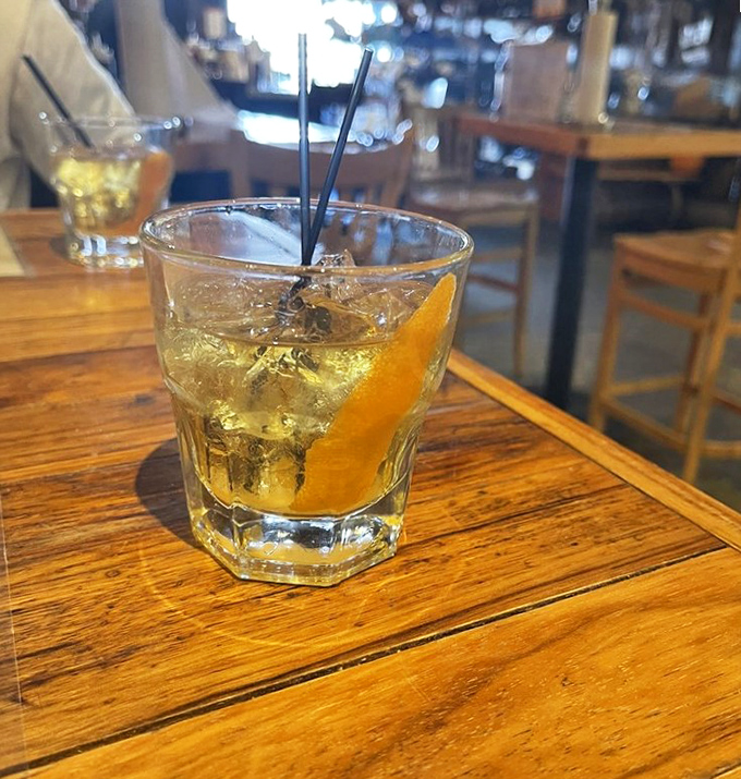 An old fashioned that's actually made the old-fashioned way&mdash;amber liquid catching the light like a sunset you can sip.