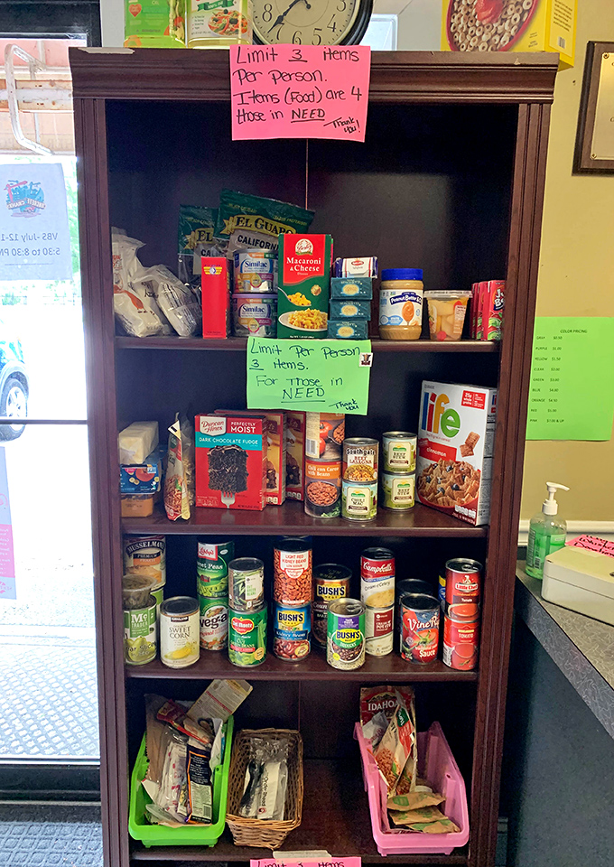 Beyond bargains, there's purpose. This food pantry section offers essentials to those in need—thrifting with heart is the Sertoma way.