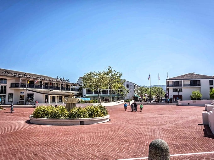 The sun-drenched plaza at Monterey invites leisurely strolls, where every brick seems to whisper stories of the town's colorful maritime past.