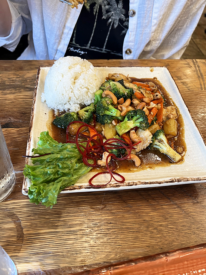 A stir-fry that doesn't apologize for being healthy. Broccoli, carrots, and cashews in a sauce that makes vegetables the star, not the sidekick.