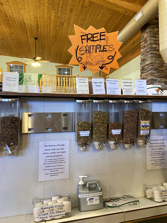 Free samples: two magical words that guarantee you'll leave with bags of pistachios you never knew you needed until this moment.