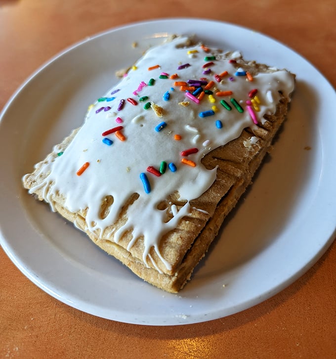 Pop-tarts elevated to gourmet status with sprinkles and icing, proving childhood favorites deserve grown-up treatment and serious respect.