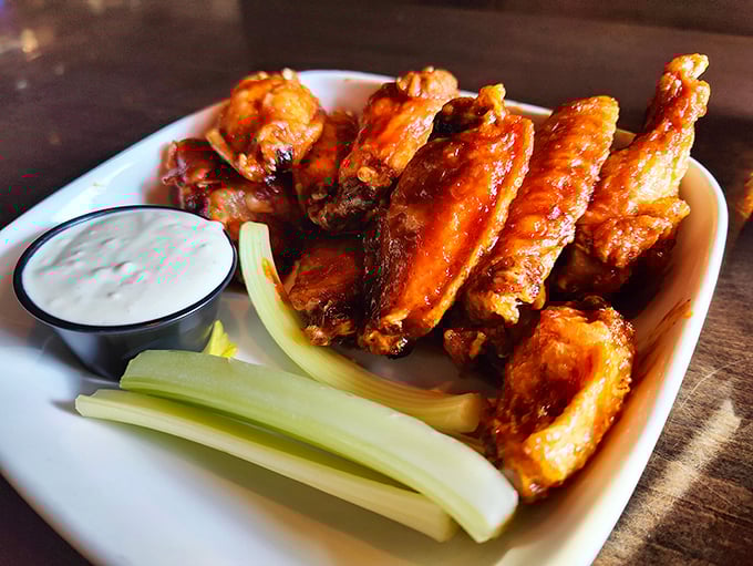 Wings that have clearly been introduced to heat and spice in a meaningful relationship, not just a casual fling.