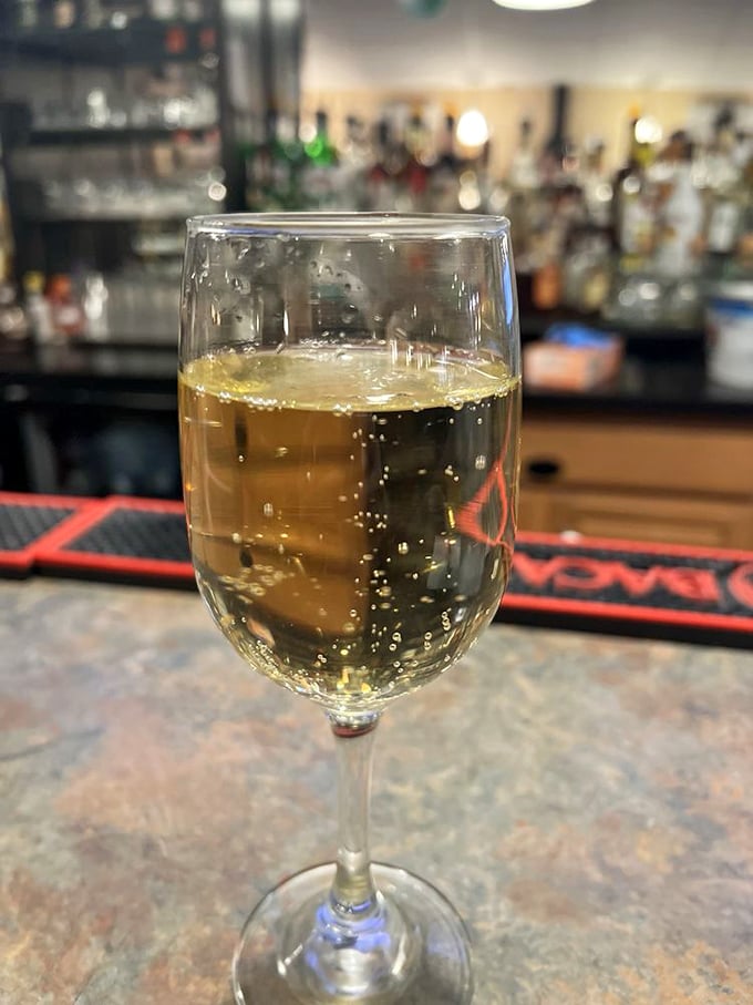 A glass of prosecco that sparkles almost as brightly as the conversation you'll have over your incredible meal.