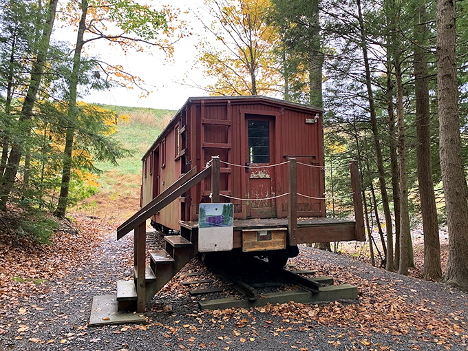 All aboard the nostalgia express! This vintage caboose reminds us of when "train spotting" was an actual hobby, not just a 90s movie.