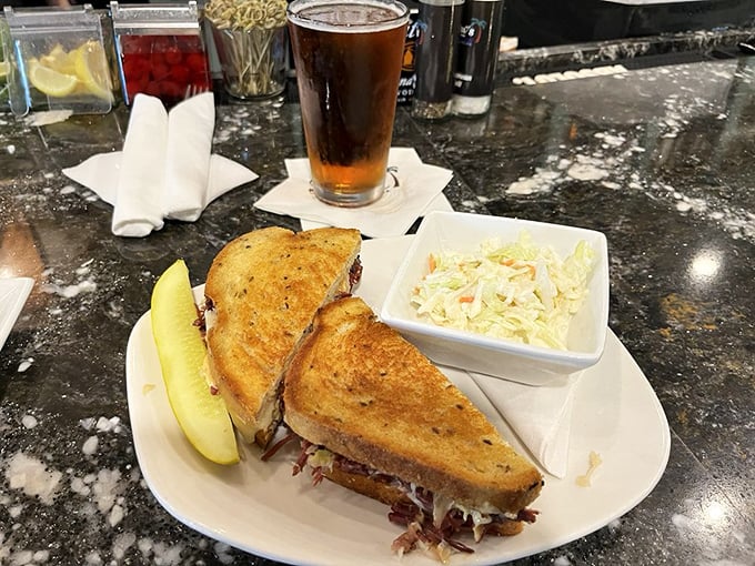 This Reuben sandwich has more layers than your favorite Netflix drama. The marble countertop is just showing off at this point.
