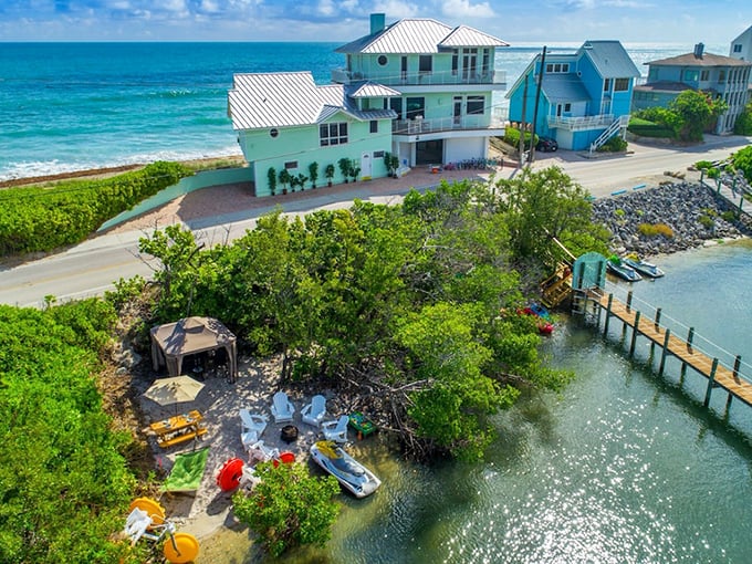Waterfront living where the homes are as colorful as the personalities who designed them, no apologies needed.