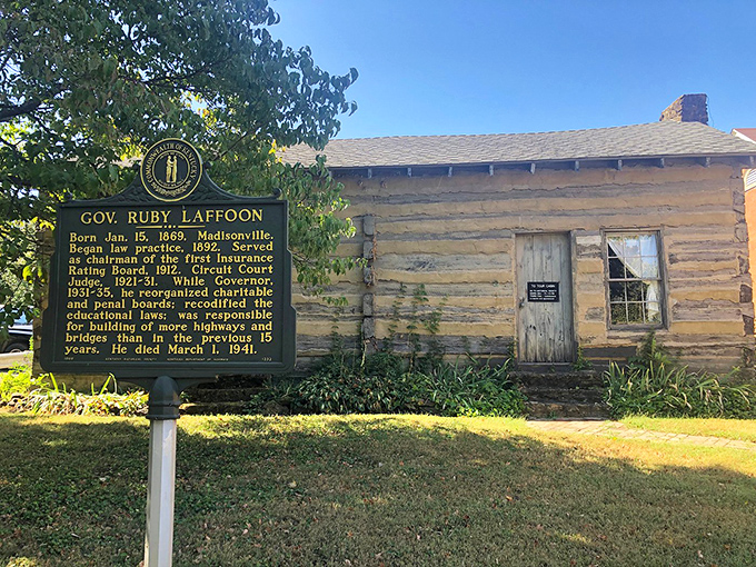 History you can touch! Governor Laffoon's cabin stands as a humble reminder that greatness often springs from simple beginnings