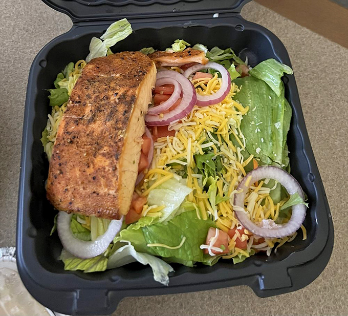 Even salads get the smoke treatment here. That salmon didn't just swim upstream&mdash;it ascended to flavor heaven.
