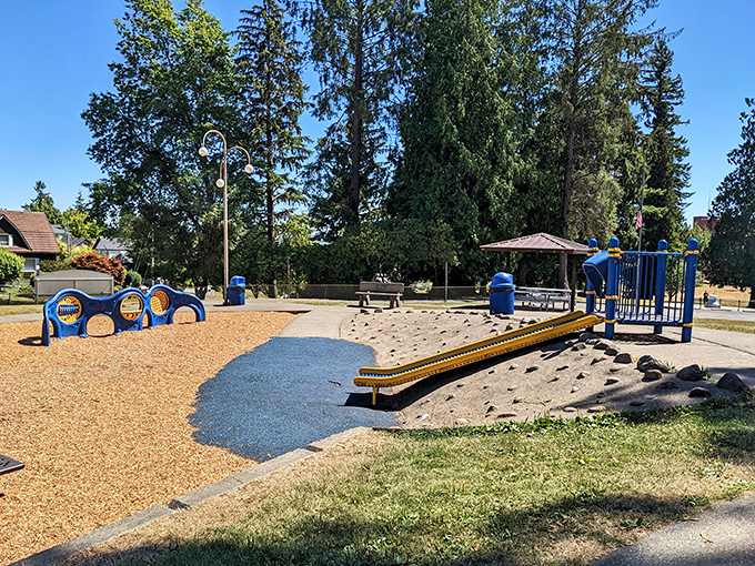 Sam Benn Park offers playground equipment and green space where families gather without needing reservations or expensive admission fees.