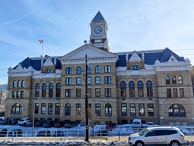The magnificent Schuylkill County Courthouse stands as an architectural masterpiece, its clock tower keeping time for generations of Pottsville residents.