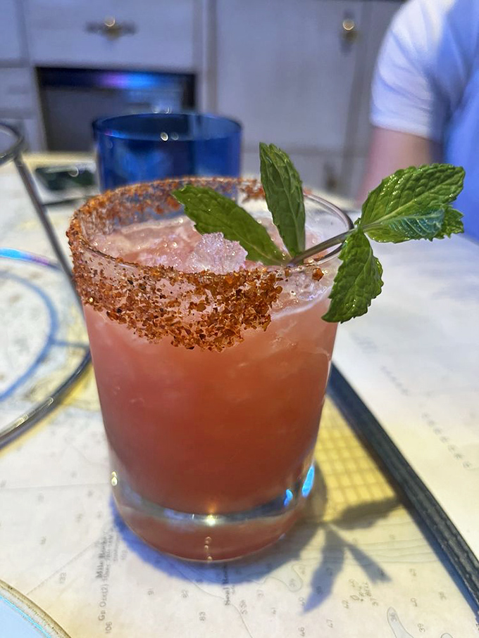 A refreshing cocktail with a sugared rim that's practically begging to accompany your seafood feast on a sunny afternoon.