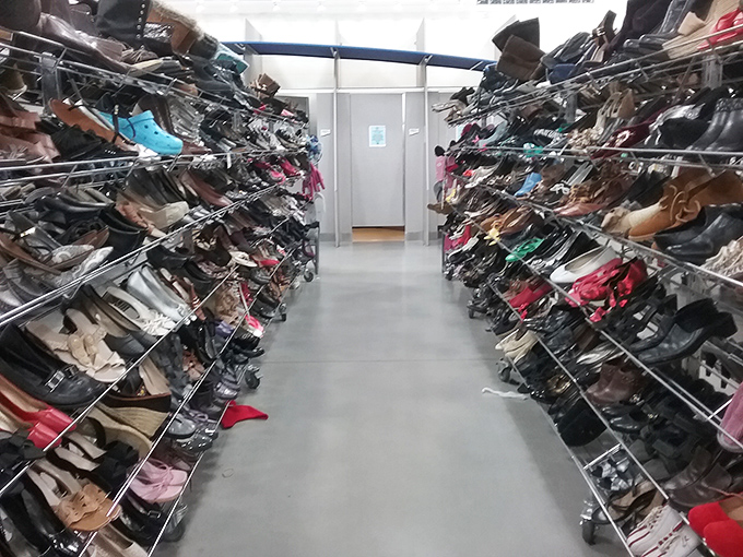 The shoe aisle stretches toward infinity like a Field of Dreams for footwear fanatics. "If you display them, shoppers will come."