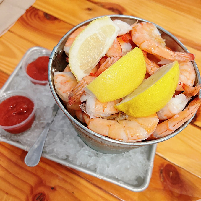 The shrimp cocktail that means business&mdash;plump crustaceans arranged around lemon wedges like synchronized swimmers taking a bow.