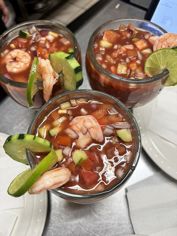 These shrimp cocktails are like little glasses of vacation&mdash;fresh seafood, zesty tomato broth, and lime that transports you straight to a Mexican beach.