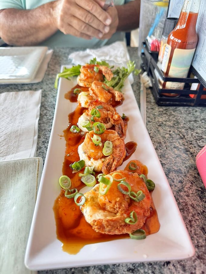 Shrimp Rangoon that's crispy, creamy, and arranged with such care you almost feel bad destroying the presentation. Almost.