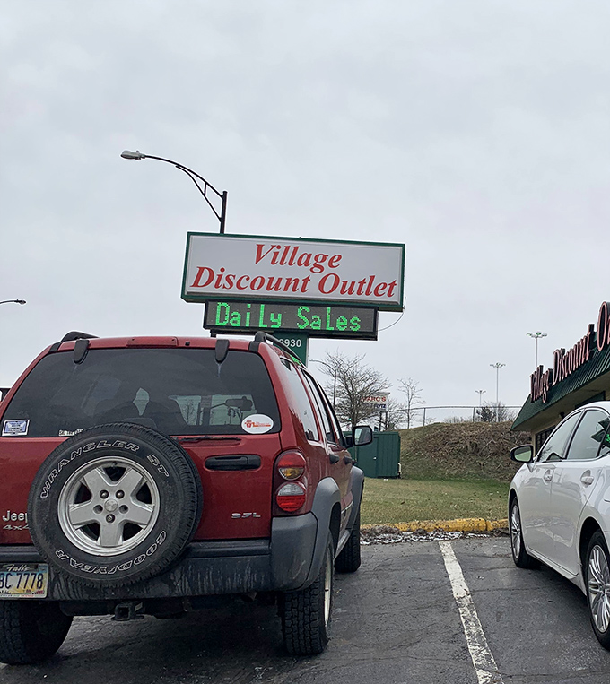The digital marquee announces "Daily Sales"&mdash;as if the regular prices weren't already causing accountants everywhere to weep with joy.