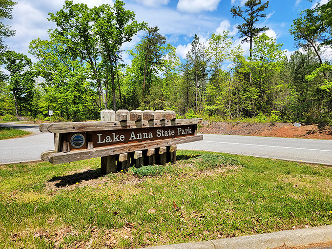 The park entrance sign&mdash;where GPS directions end and your actual adventure begins. First-timers always snap this photo.