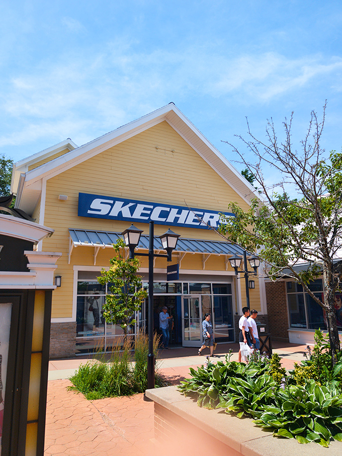 Skechers: Where comfort meets style in a sunshine-yellow building that's as cheerful as your feet will be after switching from dress shoes.