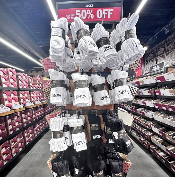 Sock shopping has never been so satisfying. This display proves that even your feet deserve a little luxury at half the usual price.
