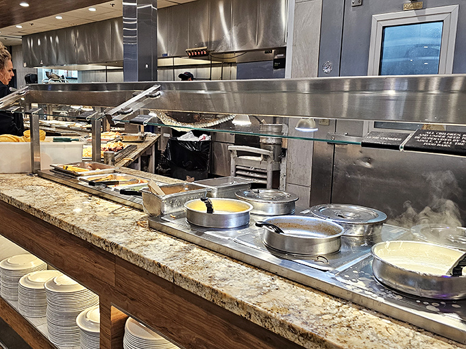 The engine room of flavor &ndash; where soups simmer and ladles await. The steam rising from those pots contains at least 40% of your daily happiness requirement.