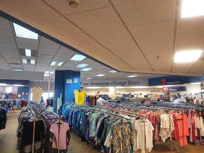 Your donations change lives isn't just a slogan&mdash;it's the mission behind the markdown madness. This organized retail section complements the bin-diving experience.