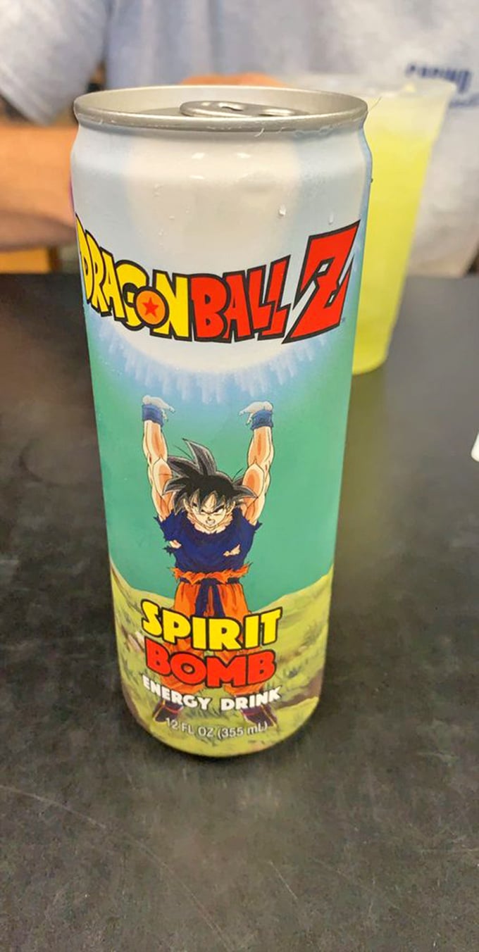 The Spirit Bomb energy drink—because sometimes coffee just won't cut it. This can packs enough punch to help you go Super Saiyan on your afternoon slump.