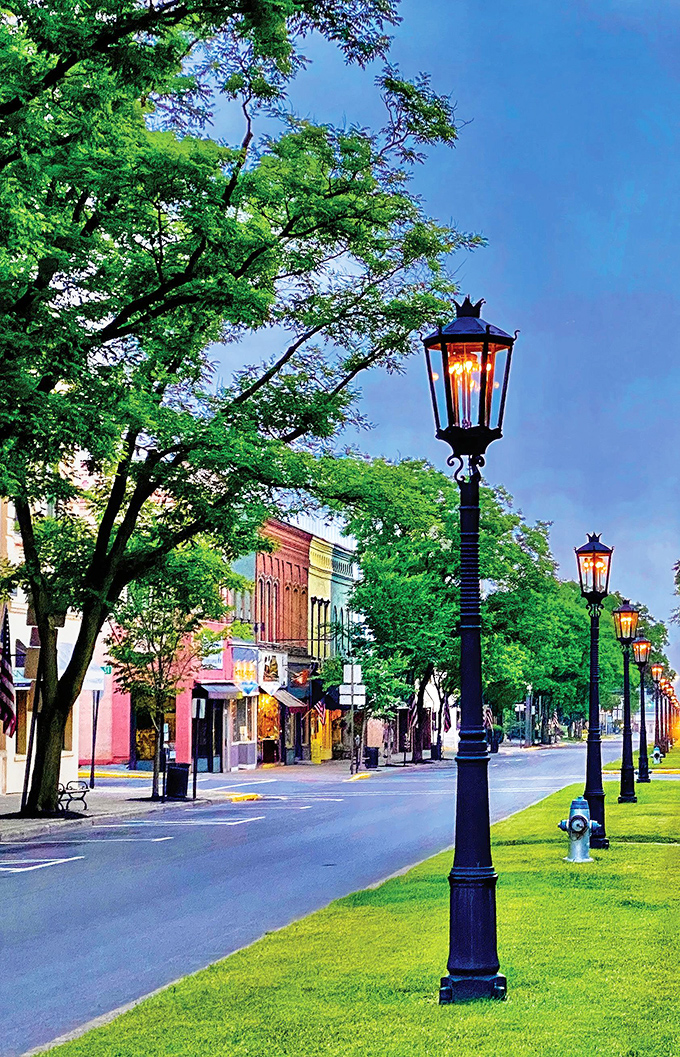 As evening falls, the gas lamps transform Main Street into a golden-hued dreamscape that Hollywood set designers couldn't improve upon.