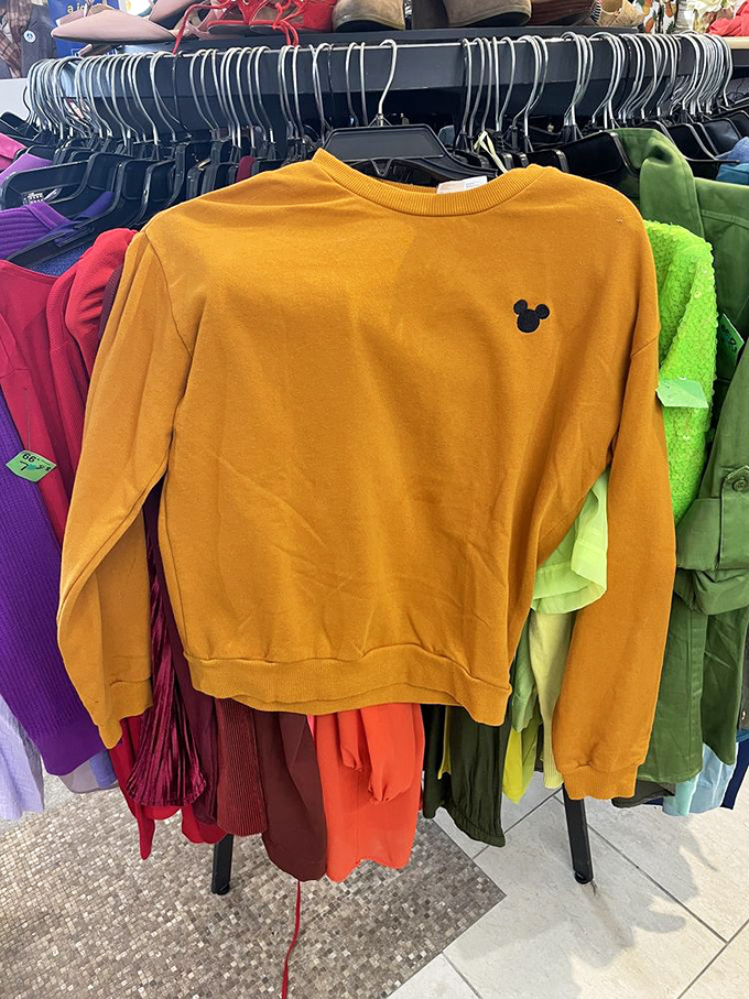 Mickey Mouse goes mustard yellow in this cozy sweatshirt&mdash;Disney magic without the Disney price tag is the real happiest place on earth.