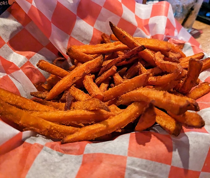 Sweet potato fries with the ideal crisp-to-soft ratio. These aren't just a side dish &ndash; they're the supporting actor that steals the scene.