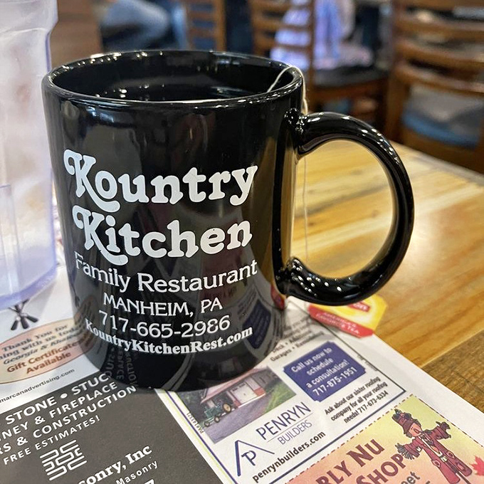 The mug says Kountry Kitchen, but what it really means is "you're family now" &ndash; the universal language of small-town diners.