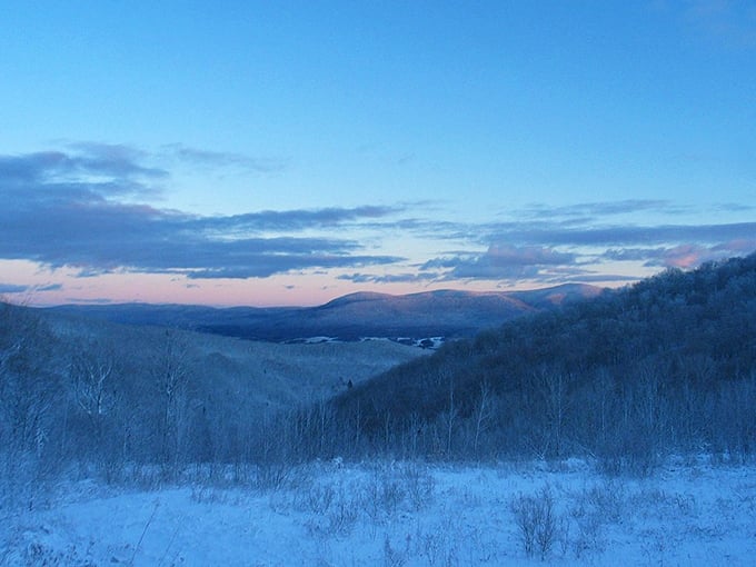 Winter in the Berkshires transforms the landscape into a hushed blue symphony that makes even non-poets reach for metaphors.