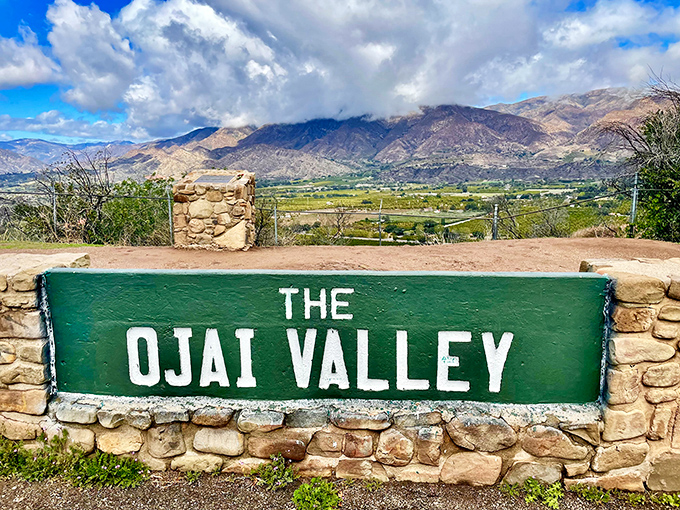 The sign says "The Ojai Valley," but what it really means is "prepare to have your breath stolen by beauty that no Instagram filter could improve."
