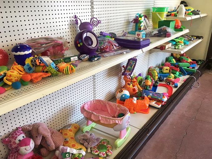 Childhood nostalgia by the shelf-full. These toys are waiting for second acts in the sticky hands of a new generation.