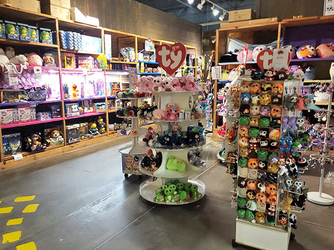 The toy section explodes with plush possibilities, where stuffed animals silently compete for the honor of becoming your child's next best friend.