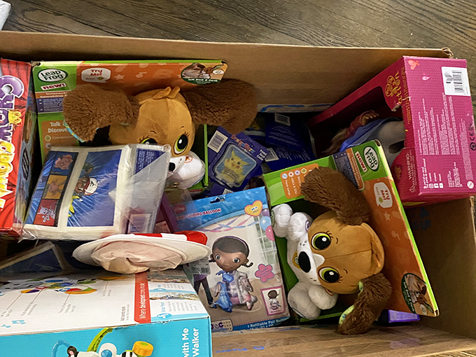 Toy treasure chest! These pre-loved playthings are ready for their sequel with new children, proving joy doesn't require original packaging.