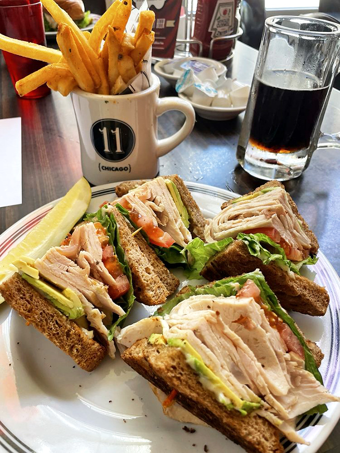 The turkey club sandwich: architectural marvel of thinly sliced poultry, crisp vegetables, and bread. Skyscrapers aren't Chicago's only impressive stacks.