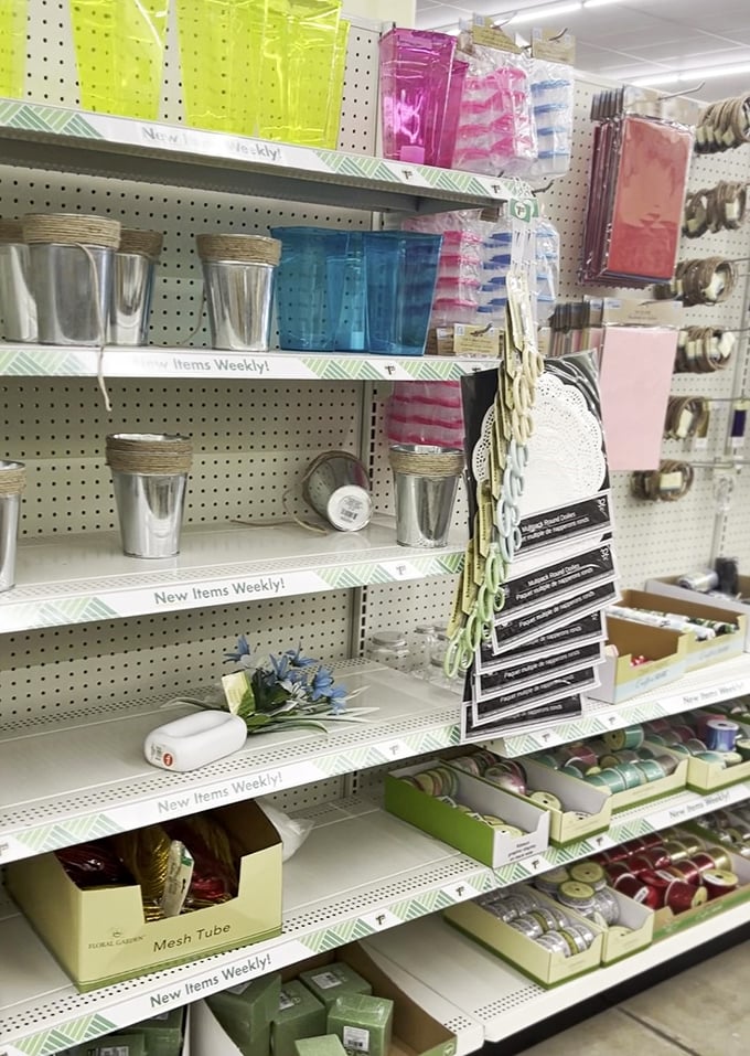 Kitchen essentials and organizational dreams living together in perfect, affordable harmony across endless shelving.