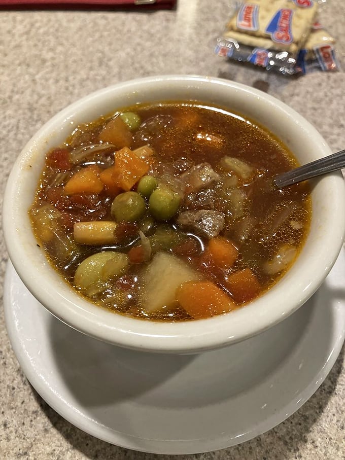 This vegetable beef soup looks like it was made by someone who actually loves you. Comfort in a bowl, no prescription required.
