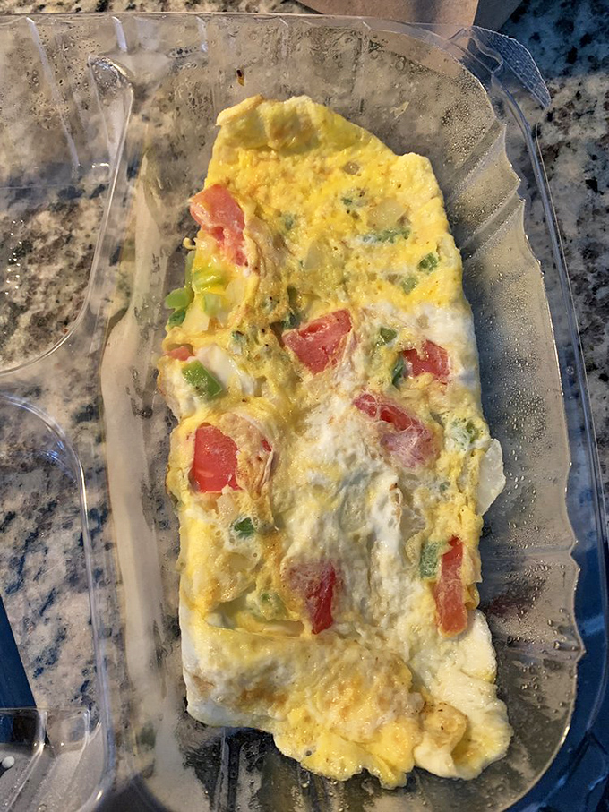 Some call it a veggie omelet. I call it proof that vegetables can have fun too when wrapped in fluffy egg goodness.