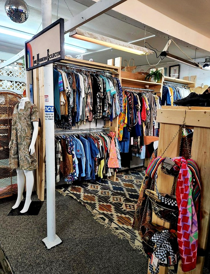 The vintage clothing section doesn't just offer outfits – it offers identities from decades when fashion made bolder statements.