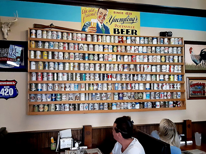 The beer can wall isn't just decoration&mdash;it's a museum of hops history that tells stories of countless celebrations and weekend unwinding.