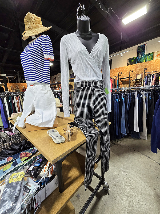 Mannequins sporting thrift store chic prove secondhand fashion can look runway-ready with the right eye and selection.