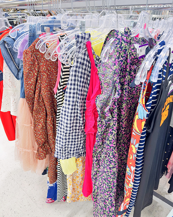 A rainbow of dresses awaits new adventures. That floral number might have attended one wedding, but it's ready for your next garden party.