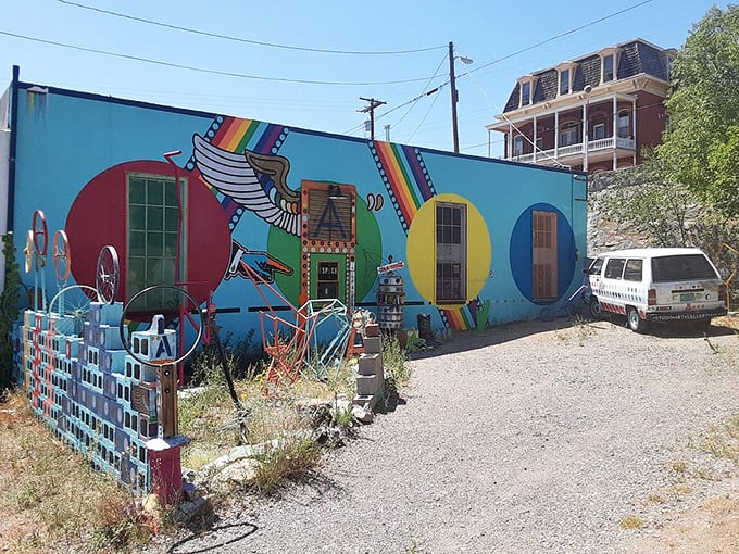 This vibrant mural explodes with color and whimsy&mdash;proof that Silver City's artistic spirit can't be contained by conventional boundaries.