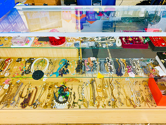 Treasure hunters, take note: these display cases hold jewelry that spans decades of fashion, from statement pieces to subtle sparklers.
