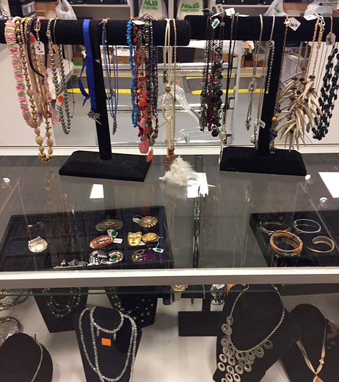 Jewelry displays that sparkle with possibility. Each necklace tells a different story&mdash;some whisper of elegant galas, others of casual Sunday brunches at the local diner.