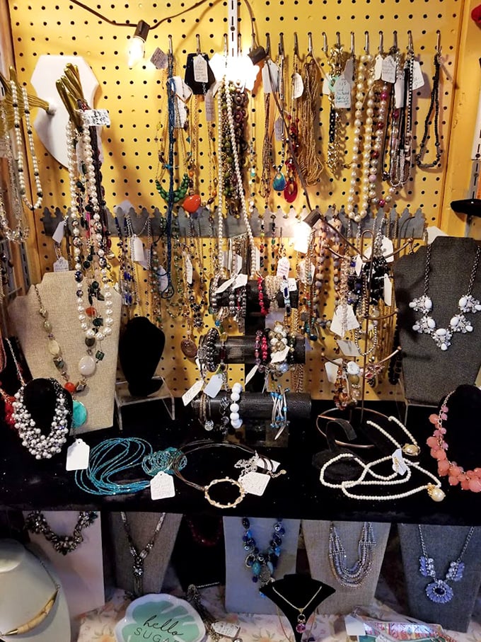 A treasure chest for your neck! This jewelry display offers everything from statement pieces to subtle sparklers&mdash;each waiting to become your "lucky necklace" for job interviews.